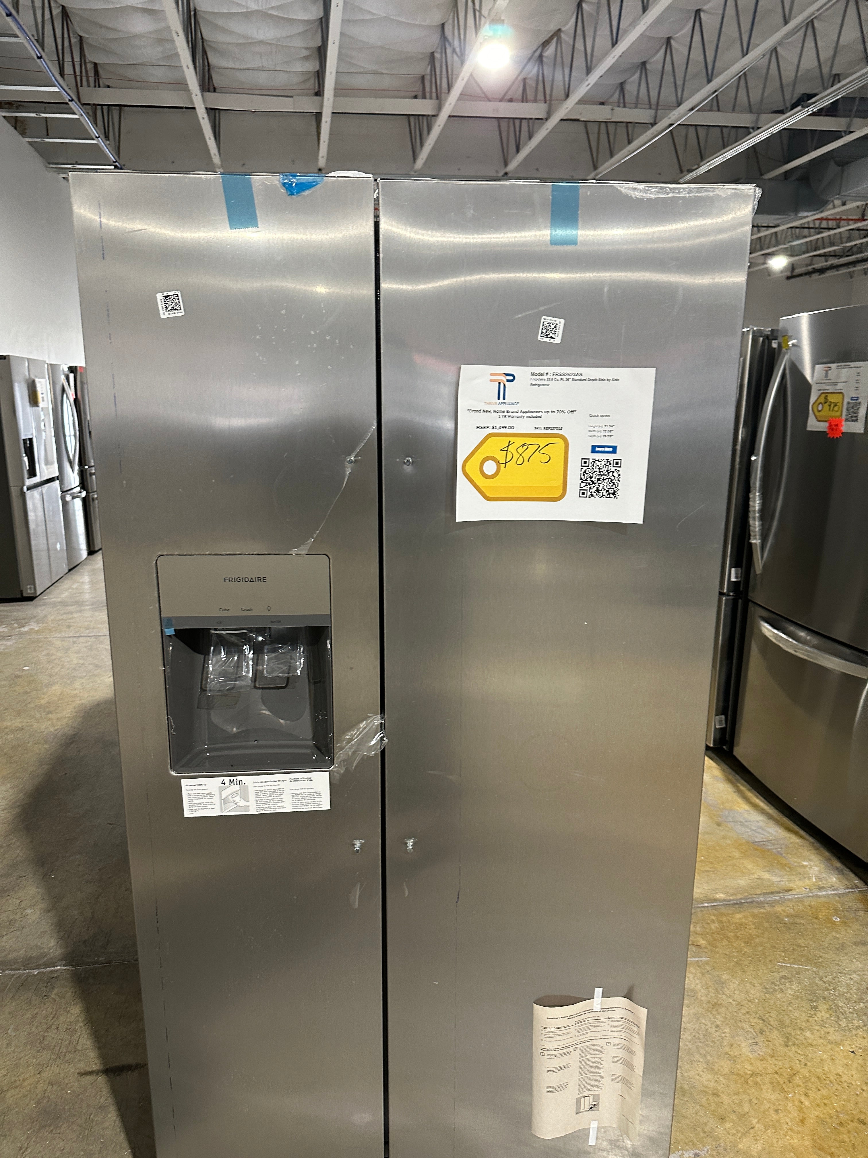 BEAUTIFUL BRAND NEW FRIGIDAIRE SIDE BY SIDE REFRIGERATOR MODEL: FRSS26 ...